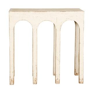 31" Long Ming Arch Console Table Distressed White - Bed Bath & Beyond - 41152479